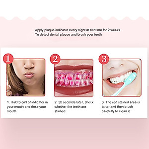 Plaque Disclosing Agent, 60ml Dental Plaque Indicator with Scale Cup, Oral Tartar Test Examination for Kids or Adults Teeth, Plaque Identifying, Care About Your Dental Hygiene