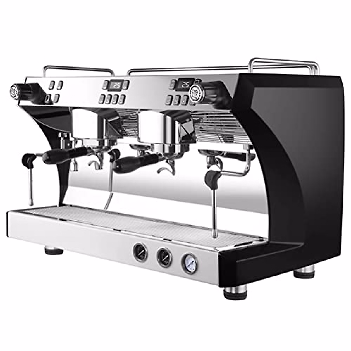 Commercial 2 Group Volumetric Espresso Machine, Stainless Steel Components, Super Heavy Duty! (Black)