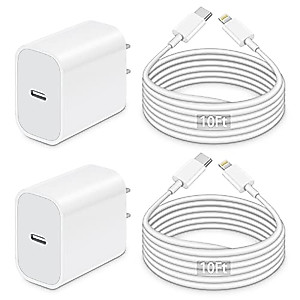 iPhone Charger 10 FT [Apple MFi Certified] 2Pack iPhone 13 14 Charger Fast Charging with USB C to Lightning Cable,20W PD USB C Charger Block Long iPhone Charger Compatible with iPhone 14/13/12/11,iPad