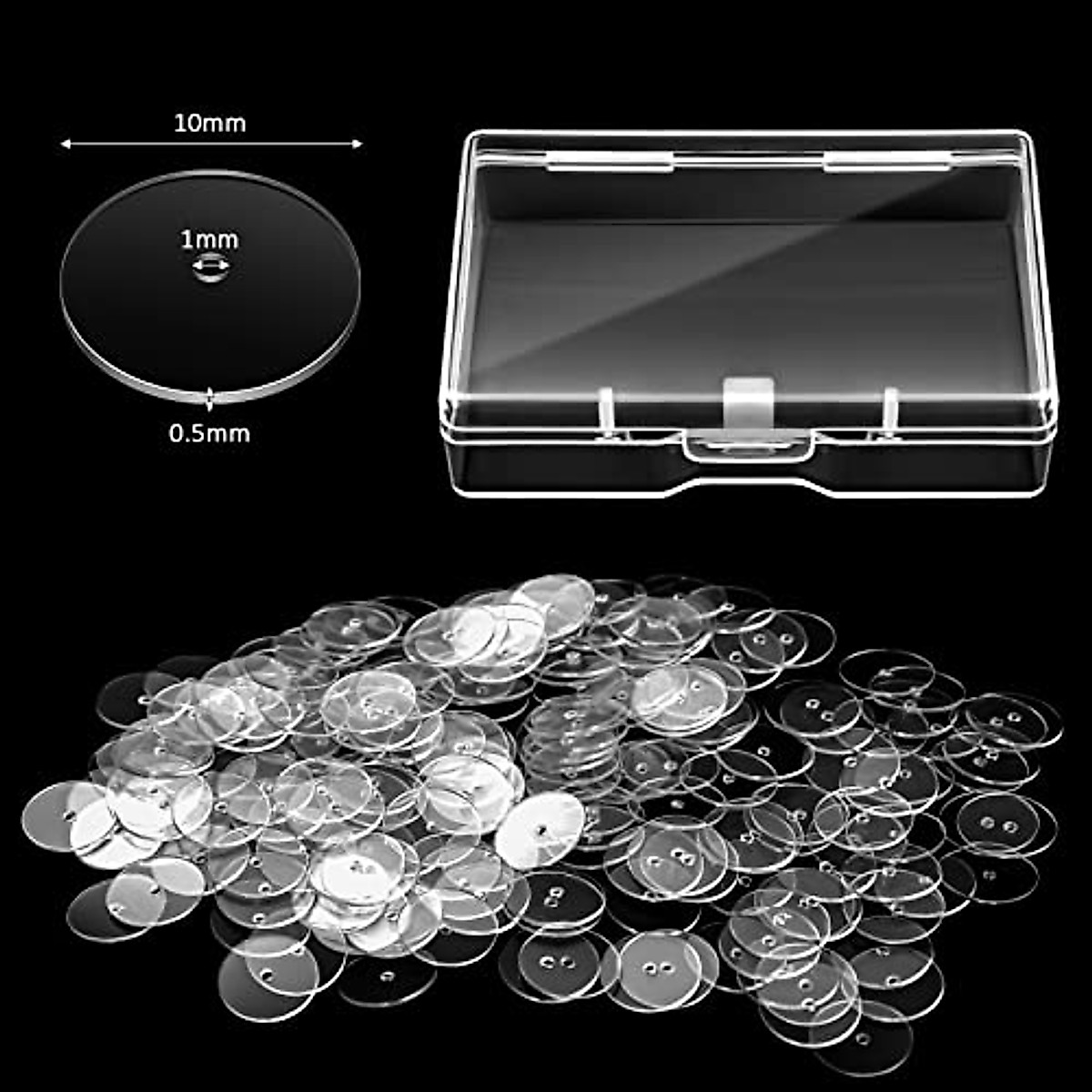 WILLBOND Clear Disc Pads to Stabilize Earrings, Plastic Discs for Earring Backs (200)