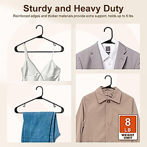 HOUSE DAY Black Plastic Hangers 60 Pack, Durable Clothes Hanger with Hooks, Space Saving Hangers are Perfect for Use in Any Closet, Light-Weight Clothes Hangers Plastic for Everyday Use