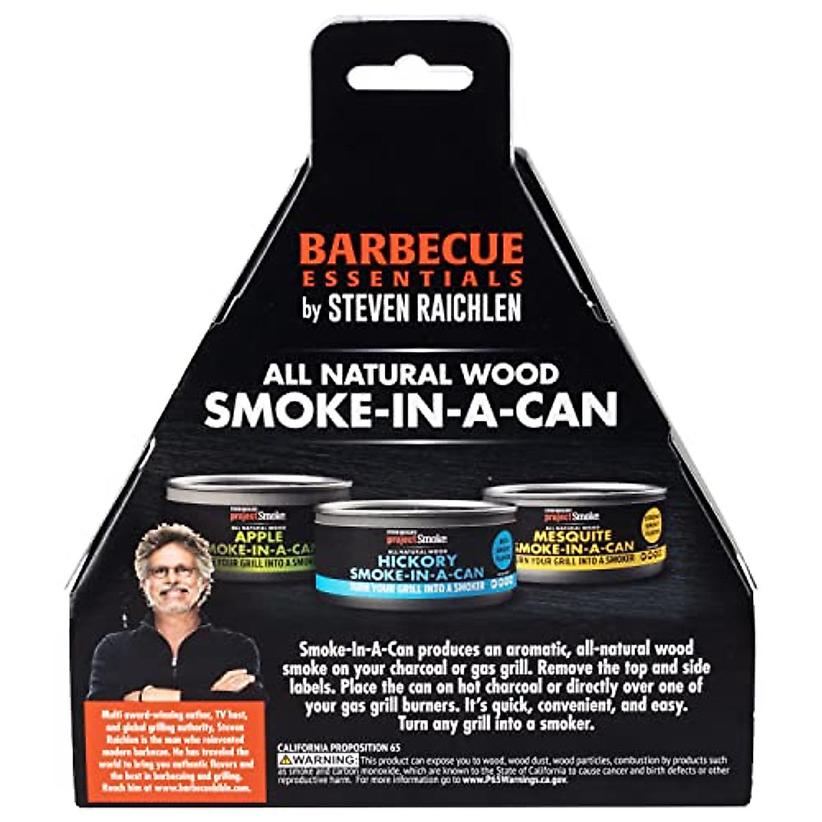 Steven Raichlen's Planet Barbecue Tri Variety Pack Smoke in a Can - Apple, Mesquite, Hickory - Turn Any Grill into a Smoker - Easily Infuse Natural Wood Flavor into Food - Disposable Pellet Smoker Box