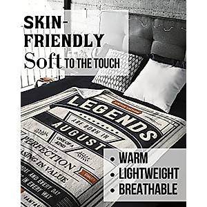 InnoBeta Birthday Gifts for Men, Novelty Personalized Men Birthday Gift Ideas Legends are Born in March - Gifts for Him, Dad, Husband, Brother - Flannel Throw Blanket, White & Blue, 50"x 65"