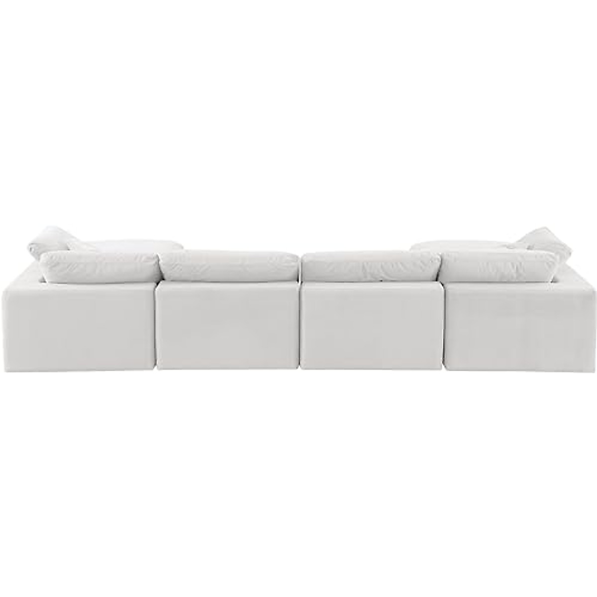 Meridian Furniture 189Cream-Sec6B Comfy Collection Modern | Contemporary Upholstered Modular Sectional, Soft Cream Velvet, Down Feather Cushions, 158" W x 79" D x 34.5" H, Cream