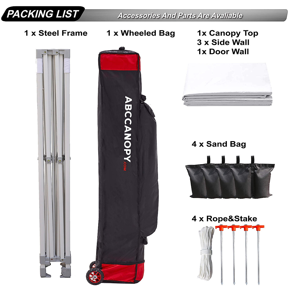 ABCCANOPY Easy Pop Up Canopy Tent with Sidewalls Commercial -Series, White