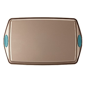Rachael Ray Cucina Nonstick Bakeware with Grips, Nonstick Cookie Sheet / Baking Sheet - 11 Inch x 17 Inch, Latte Brown