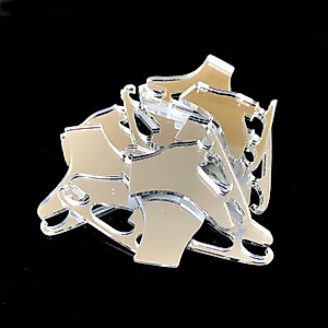 Super Cool Creations Ice Skates Shaped Crafting Mirrors, Set of 10, Many Colours, Shatterproof Acrylic, Black, Pack of 10 x 6cm