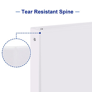 COMIX Sturdy 3 Ring Binder 0.5 inch with Clear View Cover, 1/2" Round Ring View Binder, PVC-Free, 100 Sheets Capacity of US Letter Size Paper, Office ＆ School Supplies, 12 Pack (White)