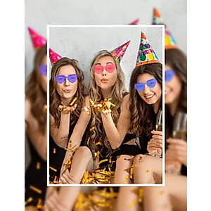 Heart Glasses 9 Pieces, Rimless Heart Shaped Sunglasses, Candy Color Heart Shaped Glasses, Party Sunglasses Heart Sunglasses for Women - Party Favors for Birthday Graduation Beach Pool Party