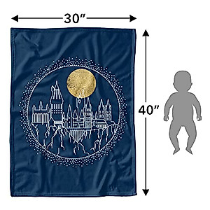 Harry Potter Soft Fleece Baby Blanket for Infant Toddler, All Season Cozy Crib Throw 30"x40" Hogwarts Full Moon Line Art