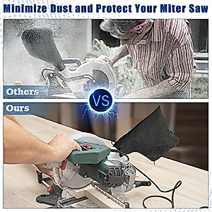 Black Dust Collection Bag for Miter Saw 255 Model with Zipper and Wired Adjustable Stand, Dust Collector Bags for Miter Saw, Tank Belt Sander, Edge Planer, Diagonal Saw (2 Pack)
