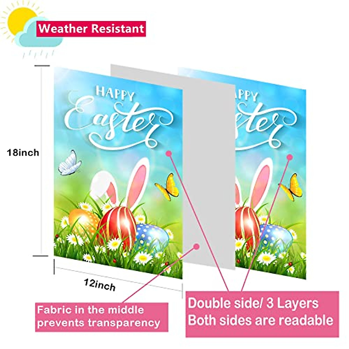 Yileqi Seasonal Garden Flags Set of 12 Double Sided Easter Spring Garden Flag Holidays Yard Flags, with Zipper Storage Bag, Festive Small Garden Flag Outdoor Decoration 12.5x18 Inch