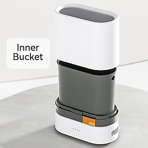 ELPHECO Small Office Trash Can 2.5 Gallon Automatic Bagging Garbage Can Touchless Slim Plastic Trash Bin Smart Oval Trash Can for Bedroom, Toilet, Personal Office, RV White