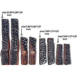 8 Small Pieces Set of Ceramic Wood Gas Fireplace Logs.