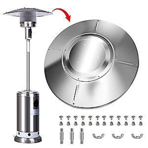 Patio Heater Top Reflector Shield Aluminum Replacement Parts Accessories for Outdoor Propane Patio Heaters,Ennegy Saving,Windshield,Dustproof(3 Top Attached Holes Mount,33 Inches)