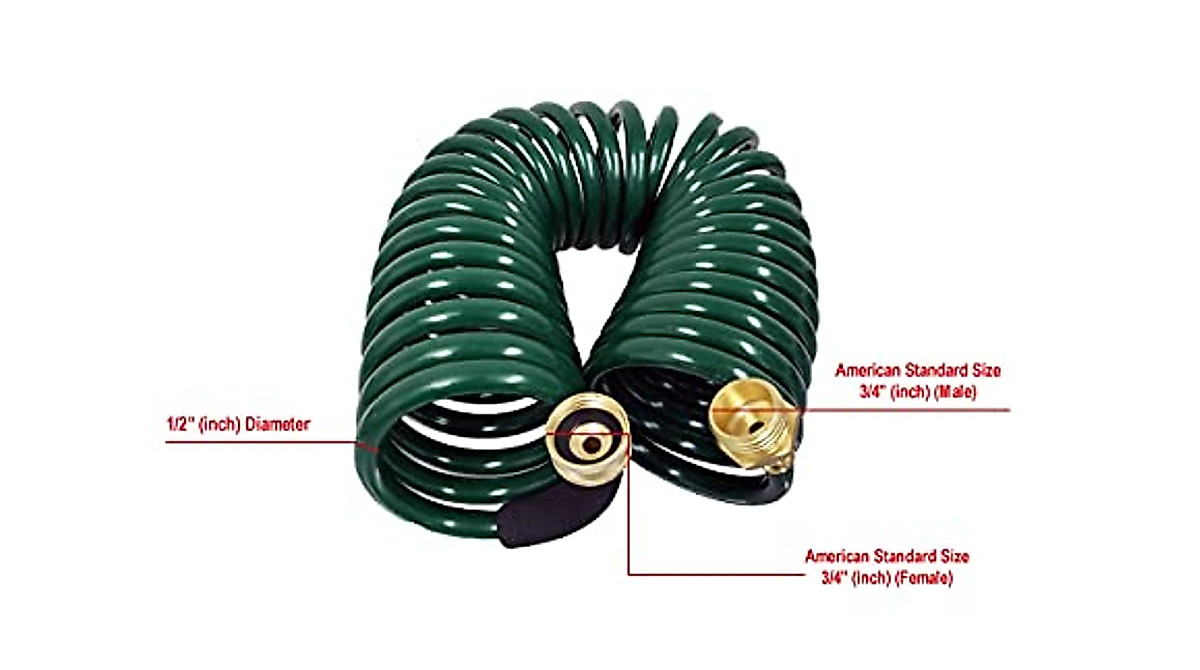 Heavy-duty EVA Recoil Garden Hose with 7-Pattern Spray Nozzle | 50 Feet