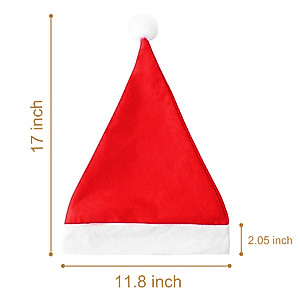 SdeNow Upgraded Santa Hat, X-Large Size, 12Pcs - Red and White Non-woven Costume Hat for Unisex-Adult Child, Suitable for Christmas, Halloween, Cosplay Party
