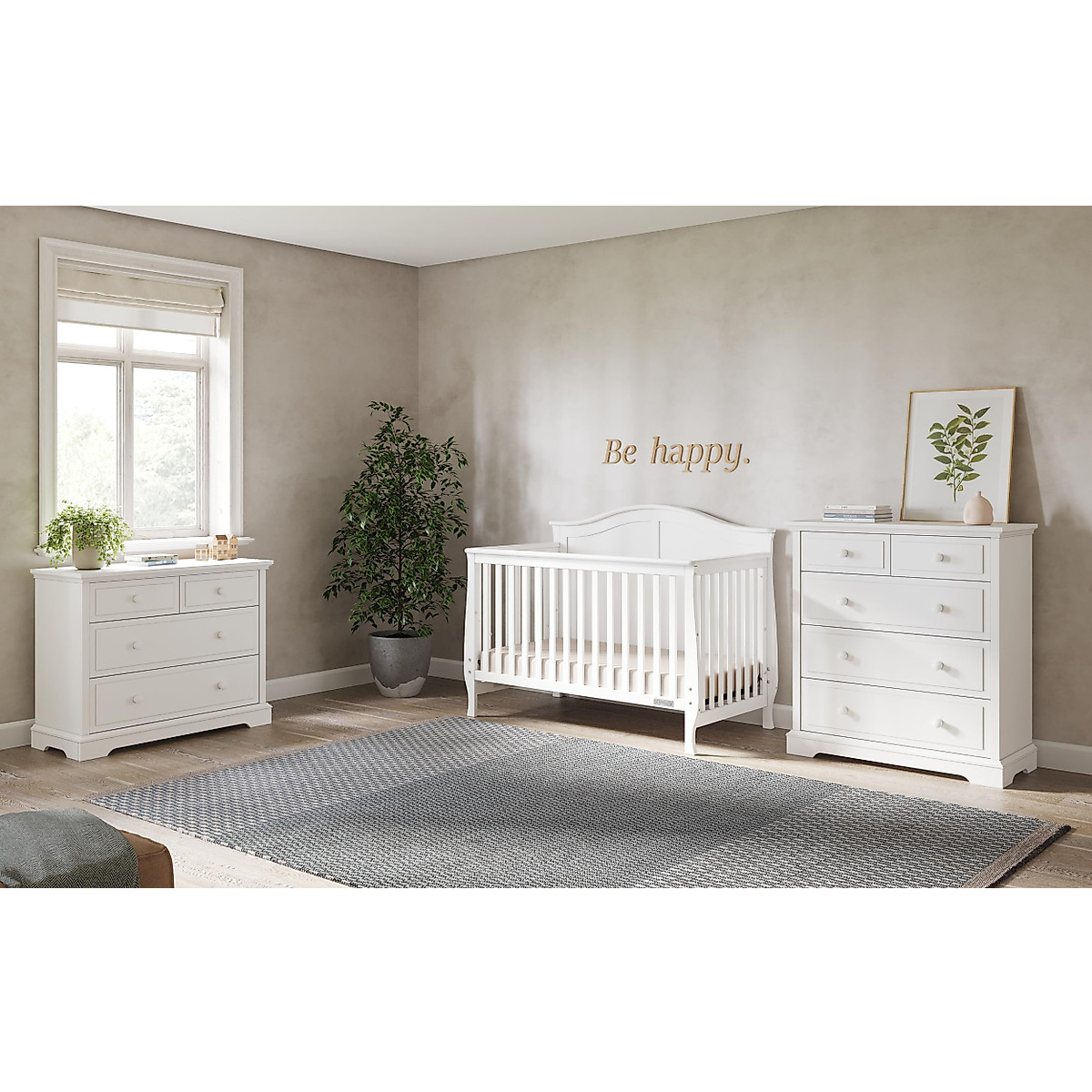 Child Craft Camden Crib, Dresser and Chest Nursery Set, 3-Piece, Includes 4-in-1 Convertible Crib, Dresser and Chest, Grows with Your Baby (Matte White)