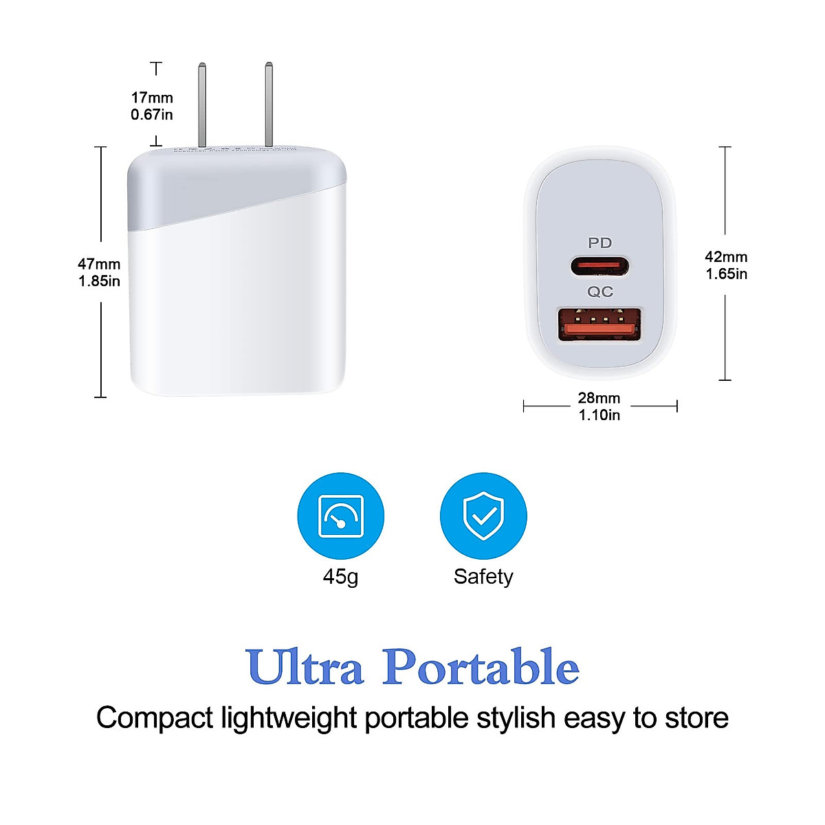Pixel 8 7 Fast Charger Block, 2-Pack 20W Dual Port USB C Charger Box Type C Wall Charger Plug Power Adapter for Google Pixel 8 Pro 7a 7 Pro 6a 6 Pro 5 4a XL, iPhone 15 14 13 12 Pro Max, Samsung Galaxy