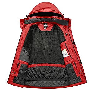 Dr.Cyril Men's Ski Jacket Waterproof Warm Winter Coat Detachable Hood Mountain Windproof Rain Jacket (M, Red)