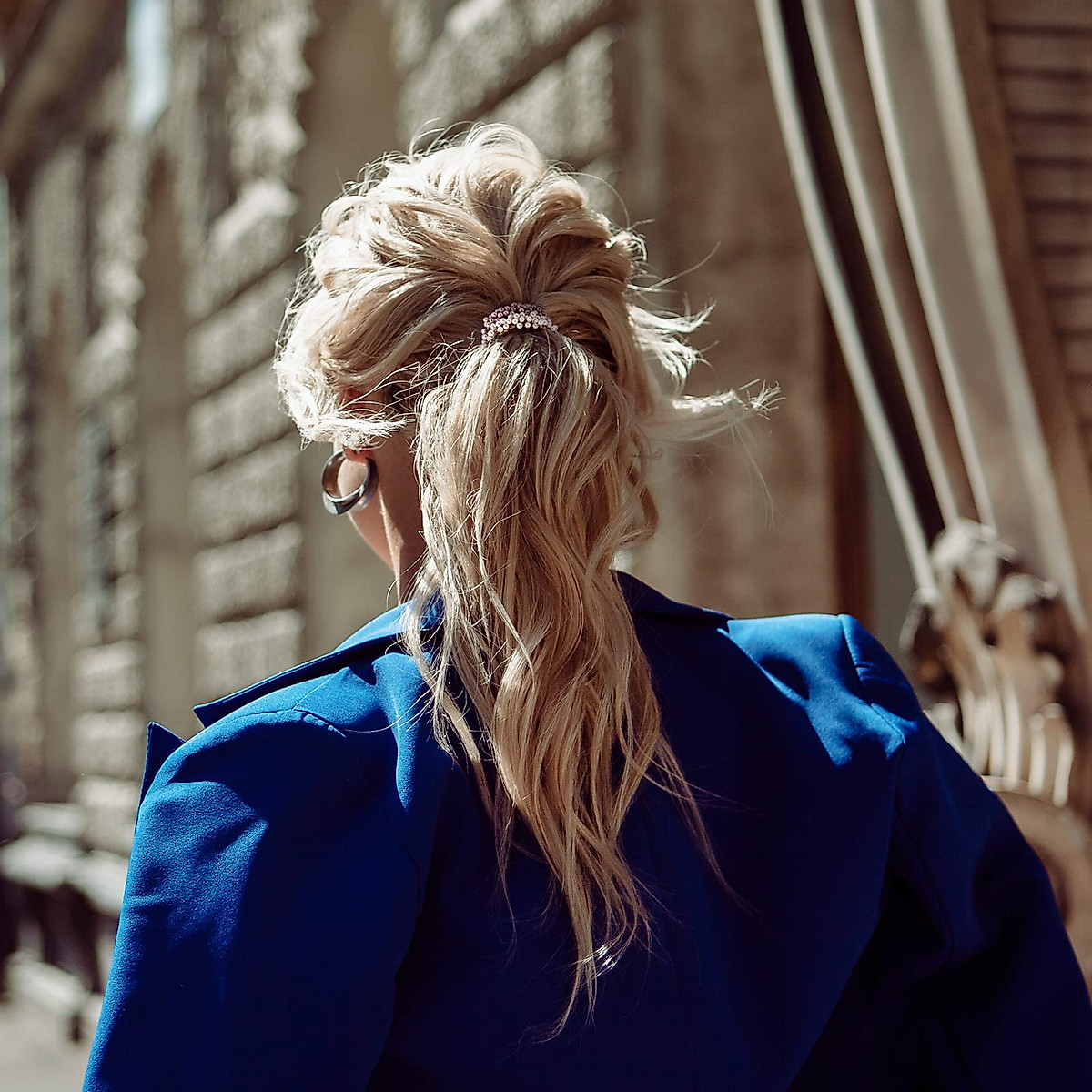 9 Pcs Boho Handmade Hair Accessories Gift for Women & Girls: Pearl Hair Ties, Crystal Elastic Scrunchies, Stretchy Bead Ponytail Holders (Classic)