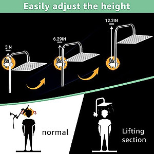 COSYLAND 8'' Rainfall Shower Head with Handheld Combo High Pressure 12 Settings Stainless Steel with Chrome Finish Bath Showerhead, Height/Angle Adjustable,Chrome