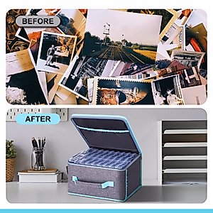 Joelver Maker Photo Storage Box 4x6, Clear 18 Inner Extra Large Organizer Acid-Free Photo Keeper Storage Case, Plastic Craft Storage Box for Stickers Stamps Seeds(Mother's Day Gift)
