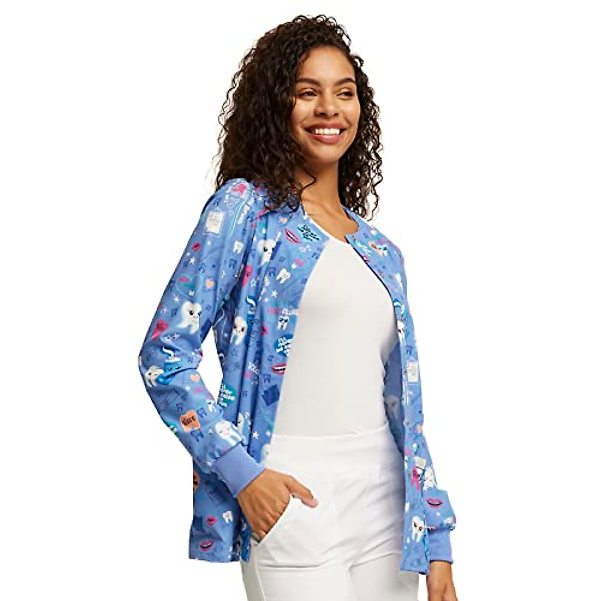 Dickies EDS Women Warm Up Scrubs Jacket Snap Front DK309, L, Fillings For You