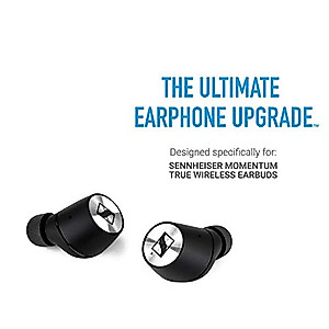 Comply TrueGrip Memory Foam Replacement Earbud Tips for Sennheiser Momentum, Momentum 2 True Wireless, CX-400BT Earphones - Secure Fit and Noise Blocking, Black (Assorted, 3 Pair)