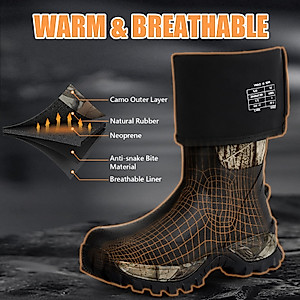 Kalkal Hunting Boots Snake Bite Waterproof for Men, Durable Insulated Outdoor Rain Boots with Shock Absorption, 5mm Neoprene Rubber Anti-slip Snake Boots for Climbing Working Trekking Fishing ( Next