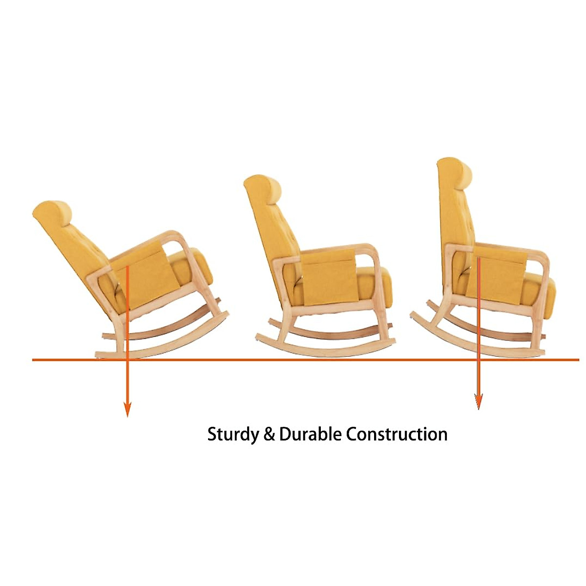 Rocking Chair with Ottoman, Nursery Glider with Thick Padded Cushion & Tall Backrest (Microfiber Fabric in Rustic Coffee)