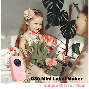 Phomemo Label Maker D30 Portable (Pink)-with 5 Adhesive Label Thermal Paper Portable Mini Bluetooth Thermal Label Printer Labeler Easy to Use,Gift- (USB Rechargeable)