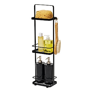 Yamazaki Home Wire Standing Shower Caddy with Bath Shelf Baskets, Steel, Tall, Water Resistant, No Assembly Req.