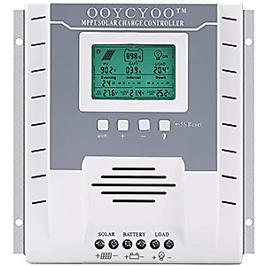 60A Solar Charge Controller 12V/24V DC MPPT Solar Charge Controller Upgraded 0 Layer LCD Display Solar Panel Regulator Charge Controller for Sealed Lead-Acid Flooded Gel and Lithium Battery