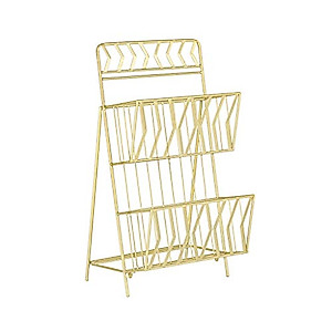 LiLi_Shop Magazine Newspaper Baskets Magazine Rack Newspaper Magazine Storage Rack Golden Iron Magazine Rack Simple Floor Children Bookshelf Picture Book Storage Rack (Color : Gold, Size : 784234cm)