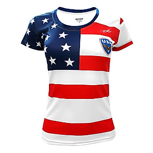 Women Fan USA Jersey Short Sleeve Athletic Fit (Small) White