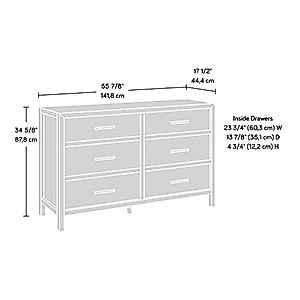 Sauder Pacific View Dresser, L: 55.827" x H: 17.48" x W: 34.567", Chalked Chestnut Finish