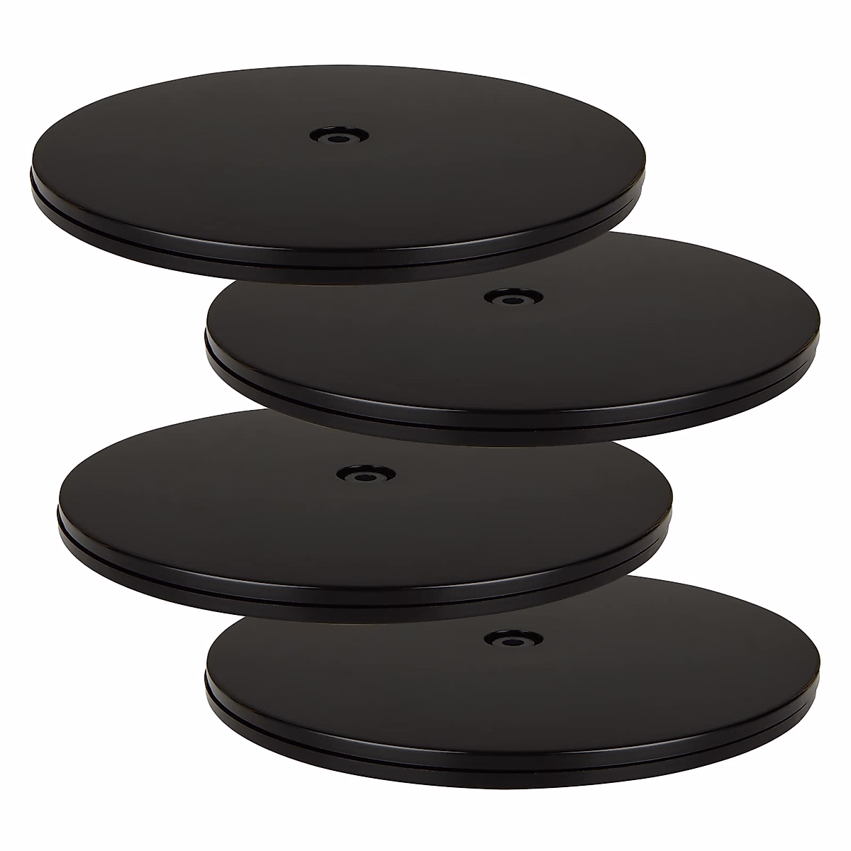 AKOLAFE 4 Pack 9 Inch Acrylic Lazy Susan Organizer Large Lazy Susan for Table 360-Degree Revolving Display Base Black Lazy Susan Turntable for Cabinet Kitchen Pantry Vanity Countertop