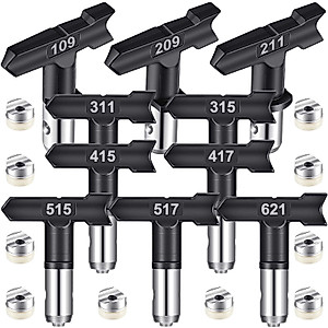 Spray Tips Reversible Spray Tip Airless Spray Nozzles for Airless Paint Spray Guns and Airless Sprayer Spraying Machine (10 Pieces,109, 209, 211, 311, 315, 415, 417, 515, 517, 621)