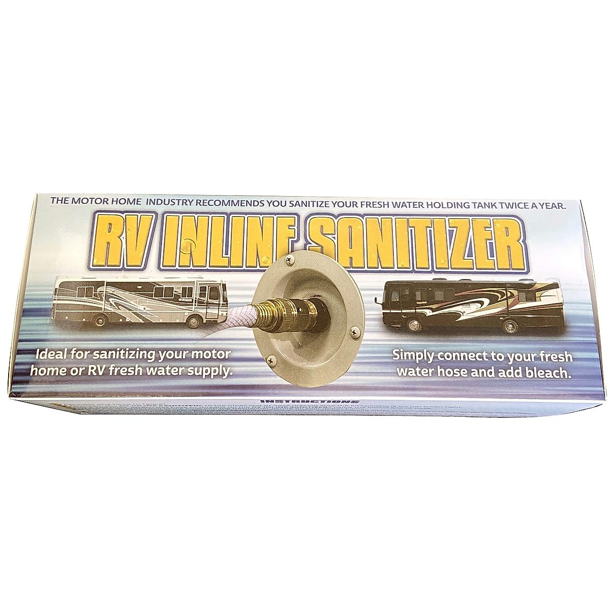 RV Inline Sanitizer - The Easiest way to HELP YOU disinfect your RV Fresh Water Tank, NO MESS, NO MOVING PART, just connect with the Hose and add Bleach