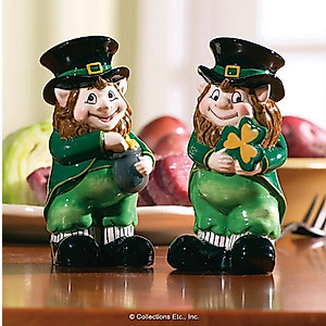 Collections Etc Lovable Irish Leprechaun Salt & Pepper Shaker Set