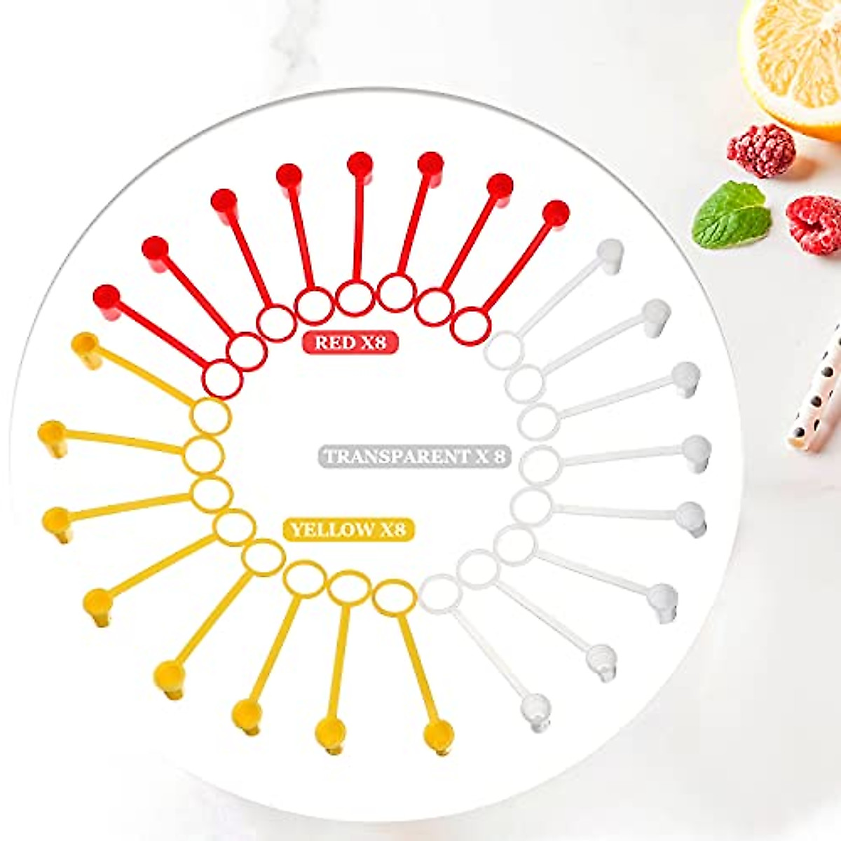 24 Pieces Squeeze Bottle Caps With Twist On Cap Lids Squeeze Bottle Tips Cover Cap Plastic Squeeze Bottles Dust Cap Colorful Ketchup Bottle Caps for Ketchup Olive Oil Bottle, Red, Yellow, Transparent