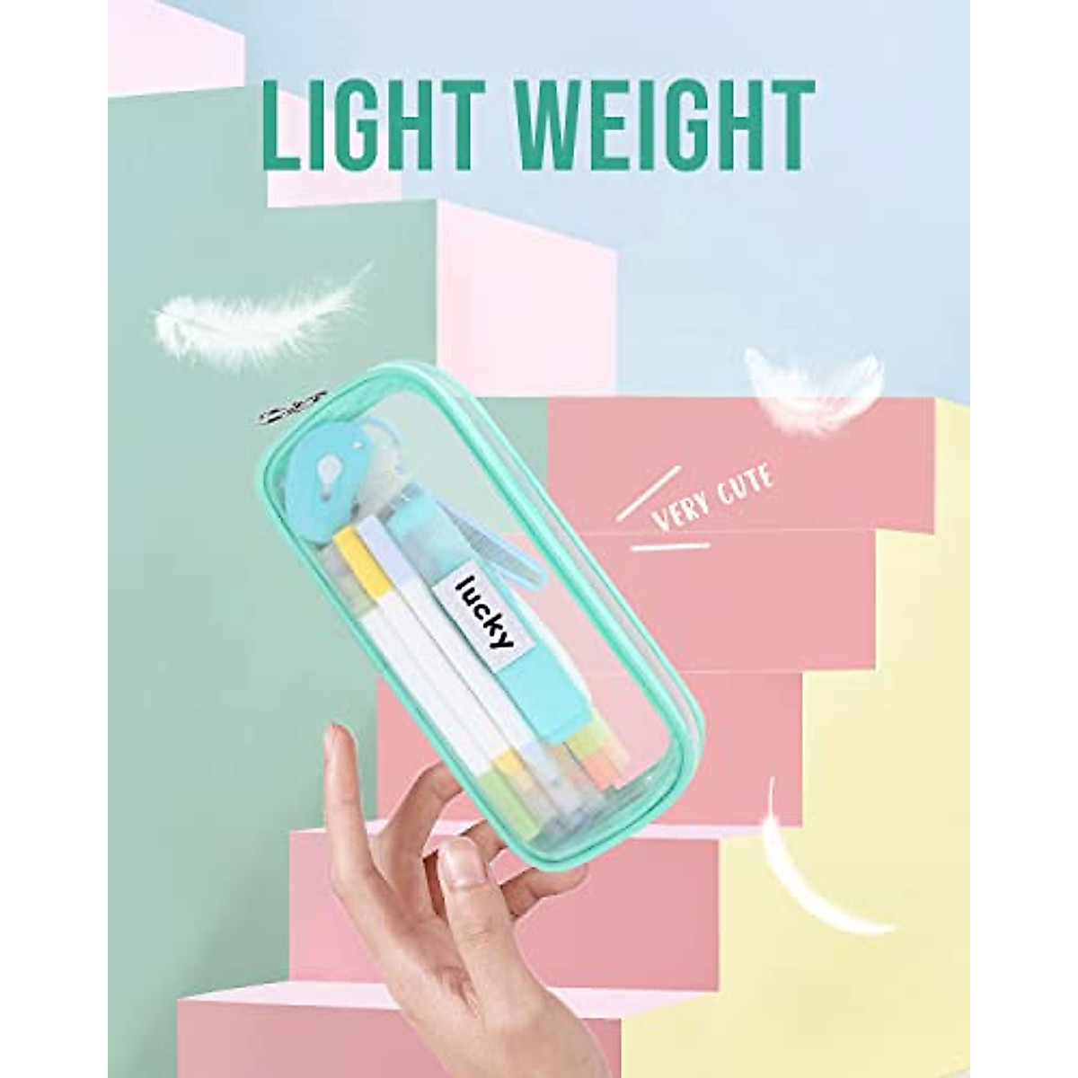 DGDFLDGC Mesh Pencil Pouch Clear Case Kawaii Accessories Bag Makeup Big Office College School Gift for adults Teen Girl Boy (DG 003)