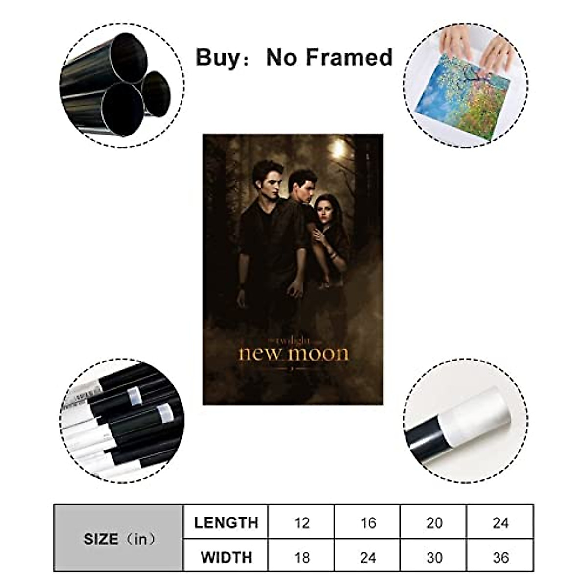 CiNgK Moive Posters The Twilight Saga New Moon Canvas Poster Wall Art Decor Print Picture Paintings for Living Room Bedroom Decoration Style 12x18inch(30x45cm)