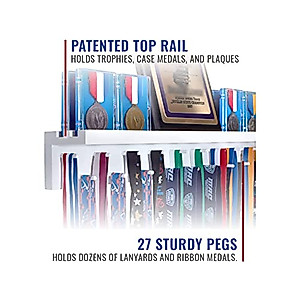 3ft Medal Awards Rack Premier Trophy Shelf- Trophy, Plaque and Medal Display (White)