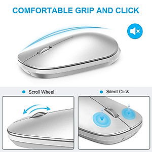 Wireless Keyboard and Mouse Combo for iPad, SPARIN Bluetooth Keyboard Mouse for iPad Pro M4 & iPad Air M2 2024 (13 inch &11 inch), iPad Air 5th 4th Gen, iPad 10th 9th 8th Gen, Silver White