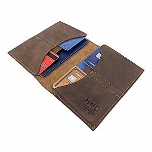 Hide & Drink, Double Passport Organizer with Card Slots, Bifold Passport Case, Rustic Card Holder, Travel Accessory, Full Grain Leather, Handmade, Bourbon Brown