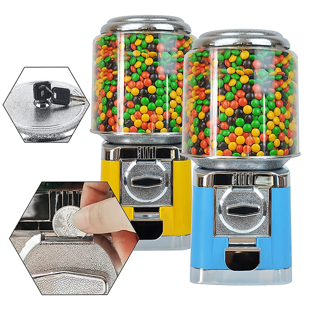 Candy Machine Commercial Automatic Candy Machine Vending Machine Bubble Gum Machine Home Vending Machine Coin Gumball Machine for Kids (Yellow)