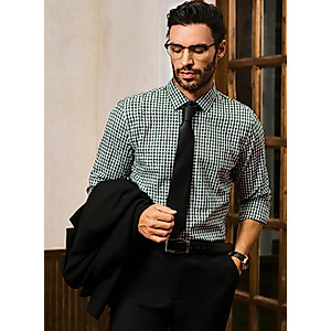 JMIERR Mens Button Up Shirts Long Sleeve Dress Shirts Plaid Slim Fit Fasion Casual Clothing, US 49(2XL), A Green