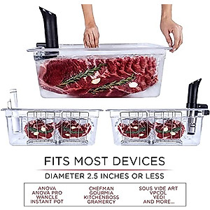 VÄESKE Large Sous Vide Container 26 Quarts with Lid, 2 Sous Vide Racks & Insulating Sleeve | Neoprene Retains Heat | Compatible with Anova, Anova Nano, Joule, Instant Pot, Sous Vide Cookers (26 QT)